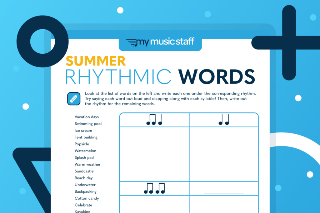Summer Rhythmic Words – My Music Staff Resources