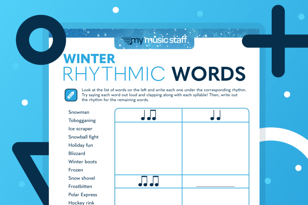 Winter Rhythmic Words – My Music Staff Resources