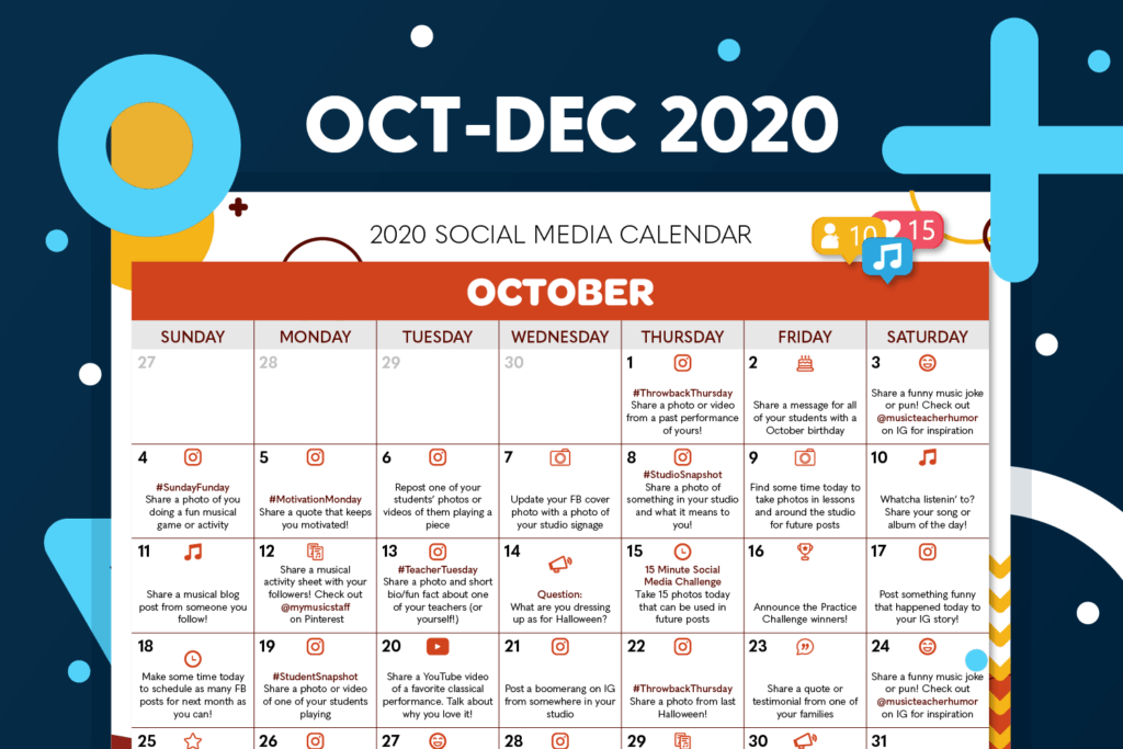 2020 Fall Social Media Calendar (Oct-Dec) – My Music Staff Resources